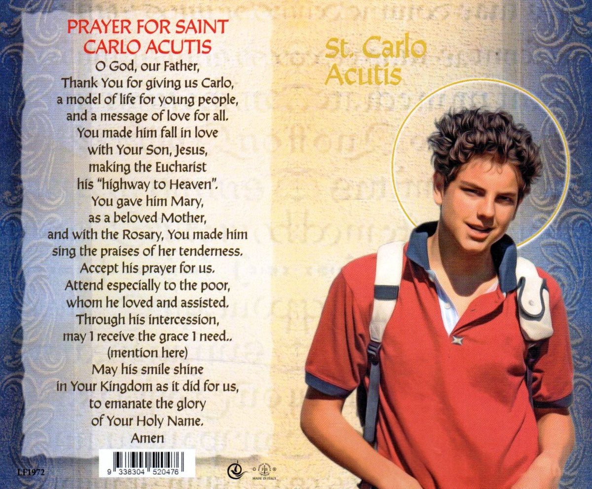 Prayer Card & Biography - St Carlo Acutis – Cardinal Newman Faith ...