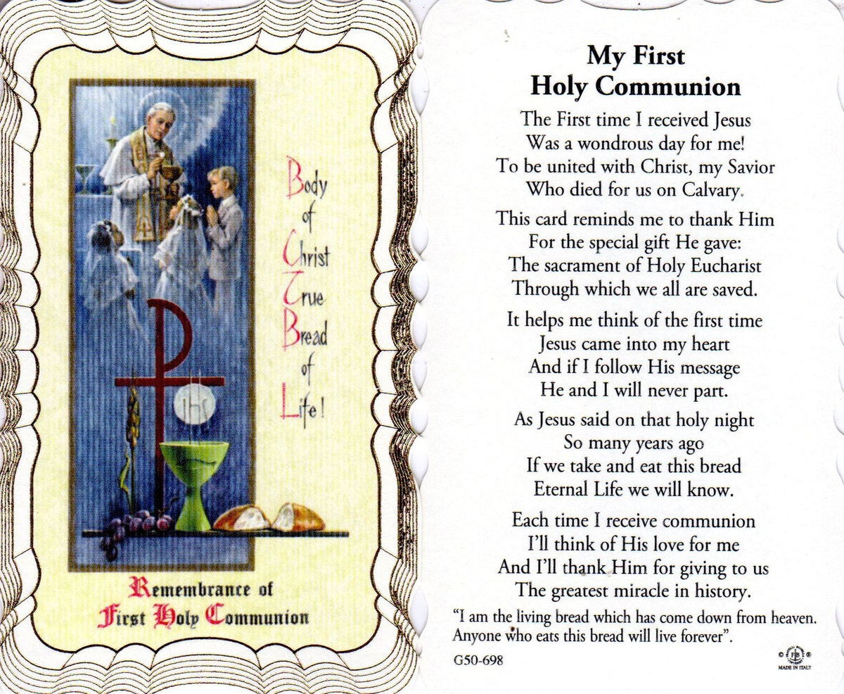 Holy Card - Holy Communion Traditional Priest Boy and Girl – Cardinal ...