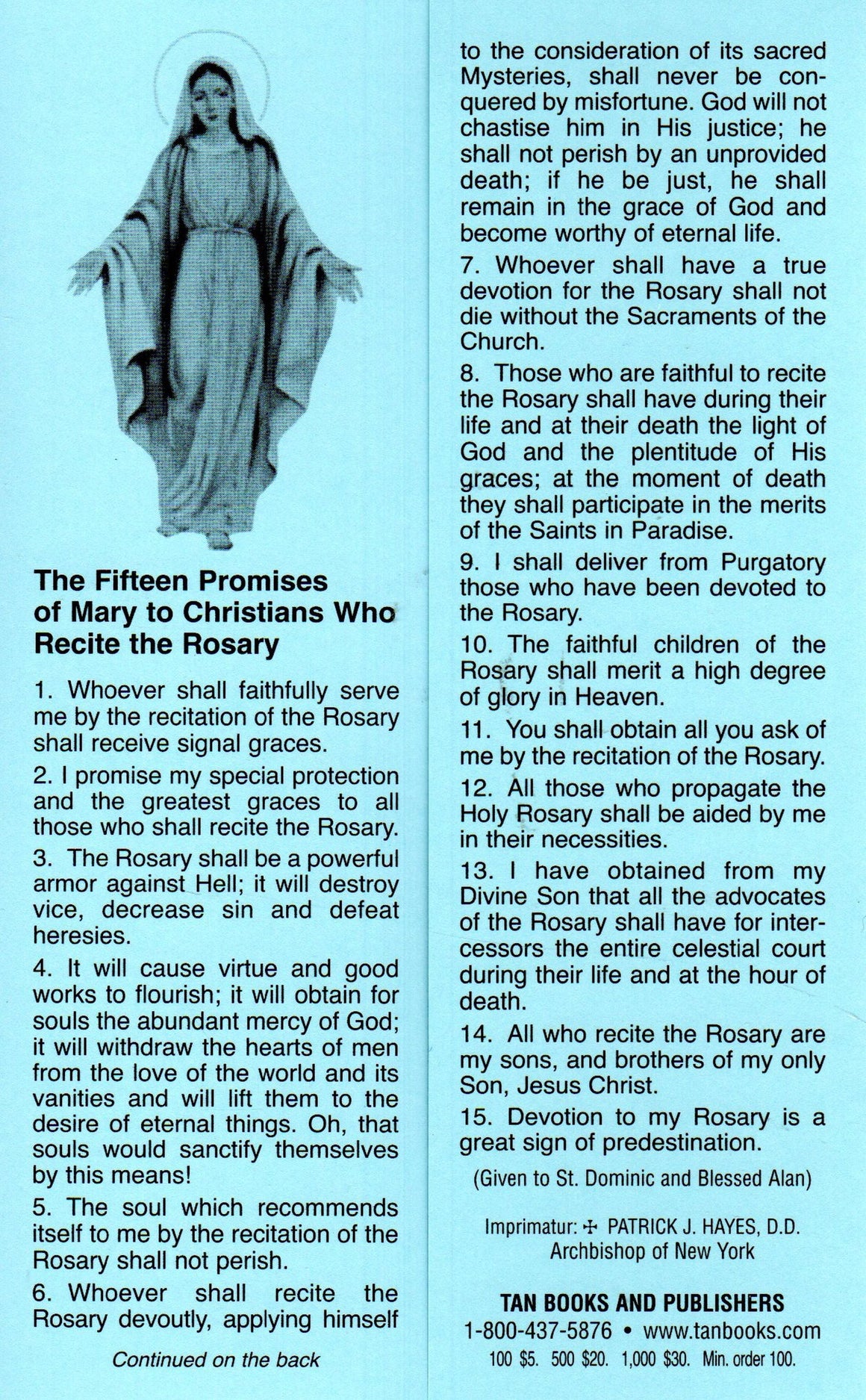 The Fifteen Promises of Mary to Christians Who Recite the Rosary Bookm ...
